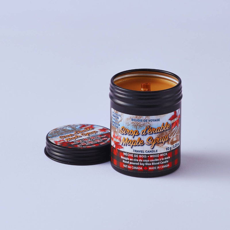 Seracon Maple Syrup Candle in Mini Travel Tin With A Wooden Wick – Take ...