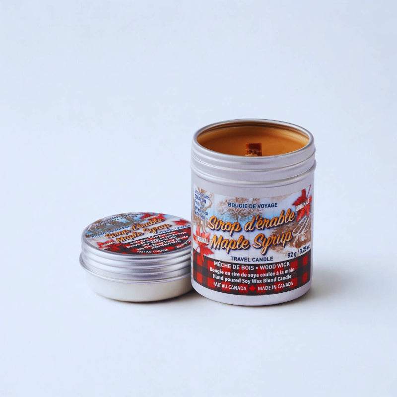 Seracon Maple Syrup Candle in Mini Travel Tin With A Wooden Wick – Take ...
